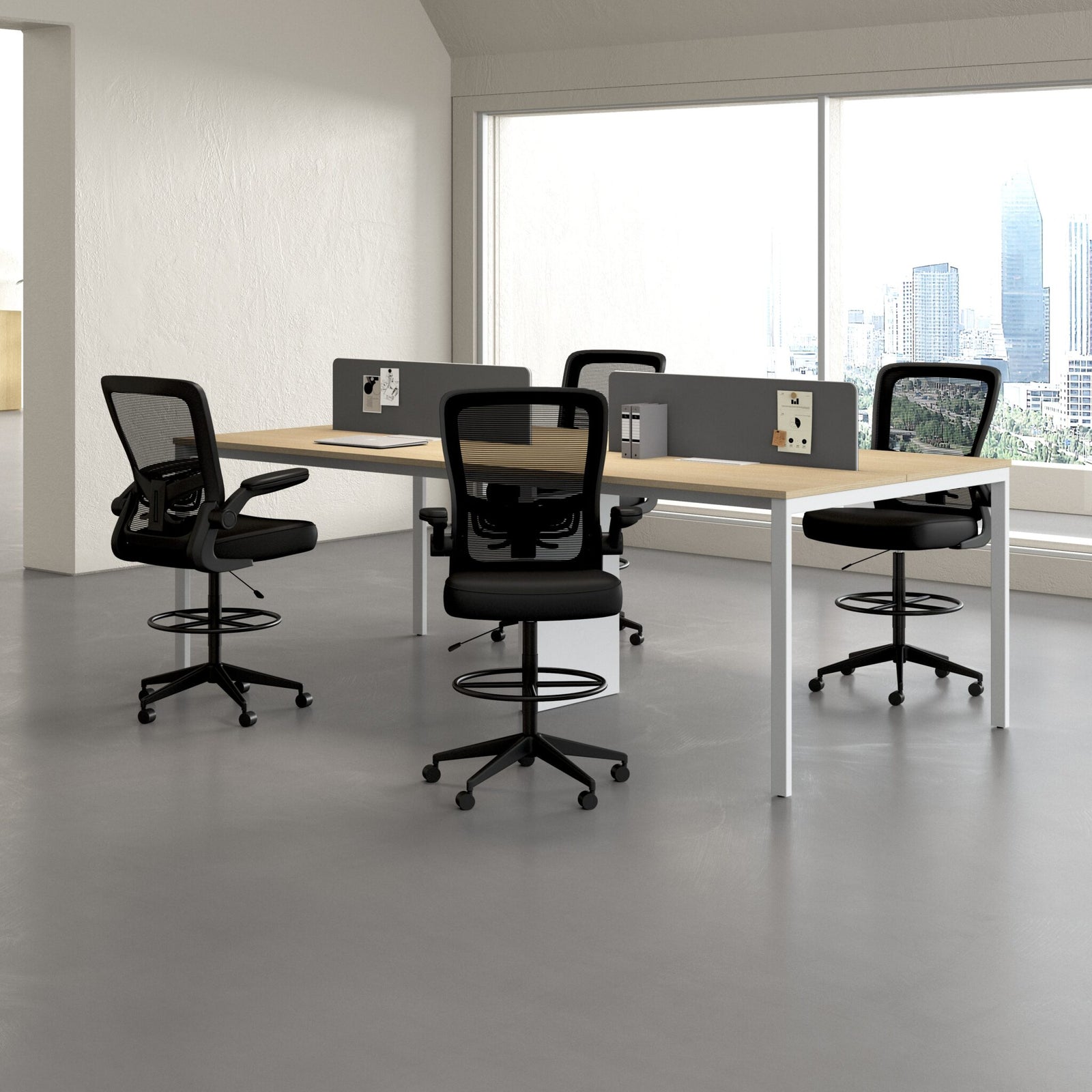 Boss Black Mesh, Flip Arm, Stool, Black Frame