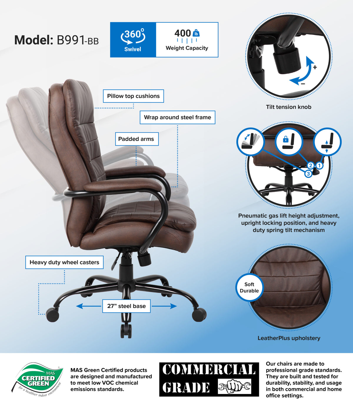 Boss Office Heavy Duty Double Plush Chair